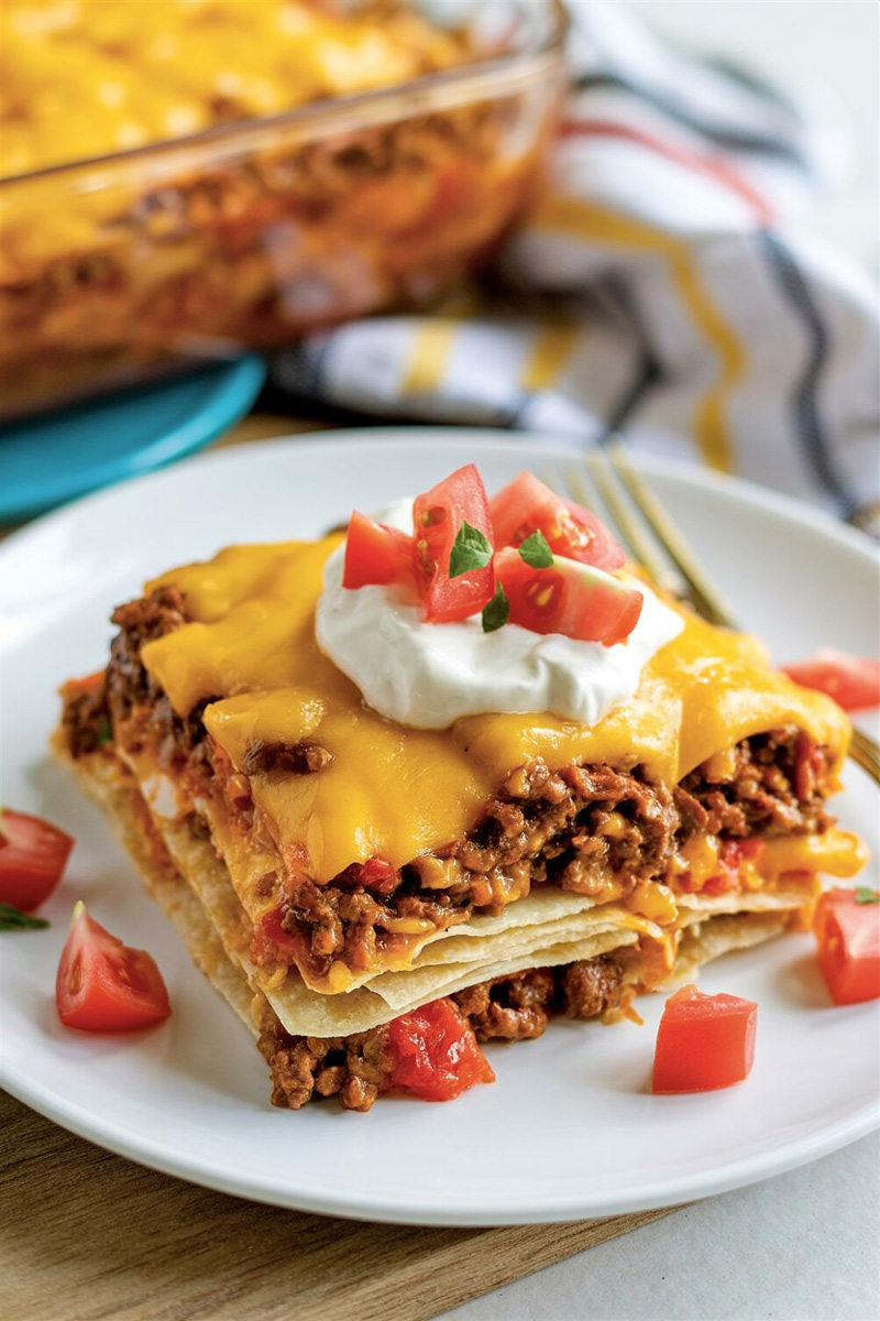 Easy Layered Taco Bake Recipe